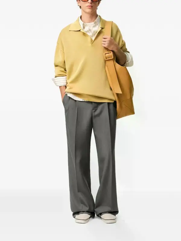 AMI Paris Pleated Wide-leg Wool Trousers