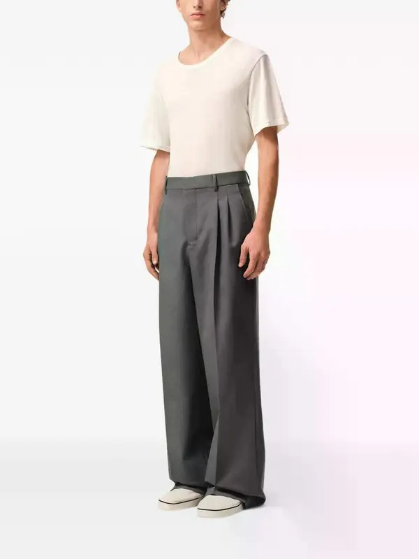 AMI Paris Pleated Wide-leg Wool Trousers