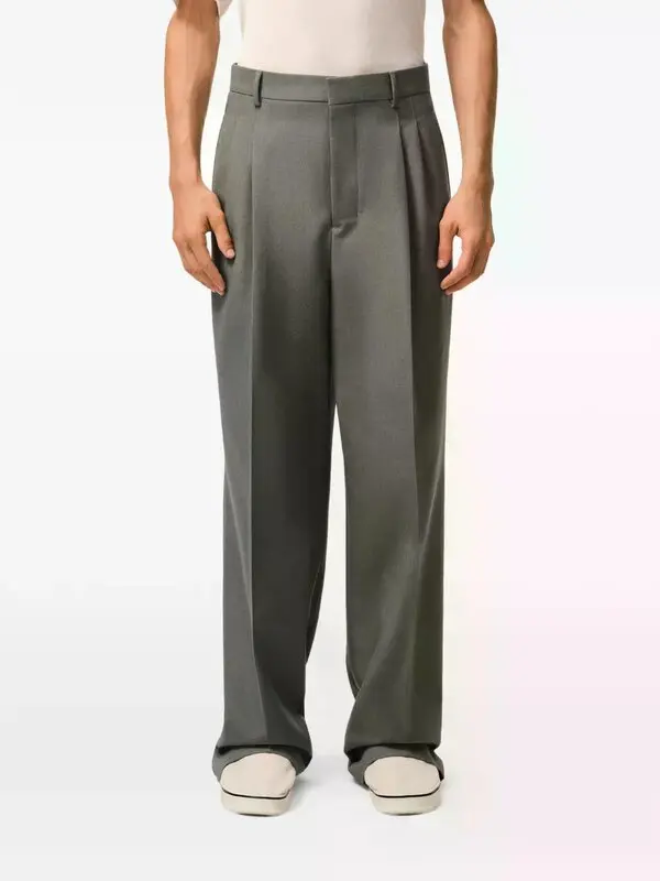 AMI Paris Pleated Wide-leg Wool Trousers