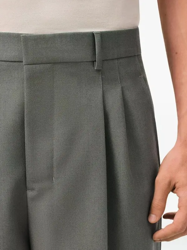 AMI Paris Pleated Wide-leg Wool Trousers