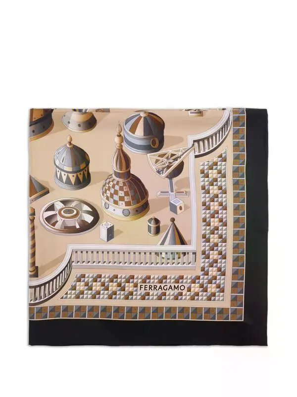 FERRAGAMO Geometric-print Scarf - Neutrals