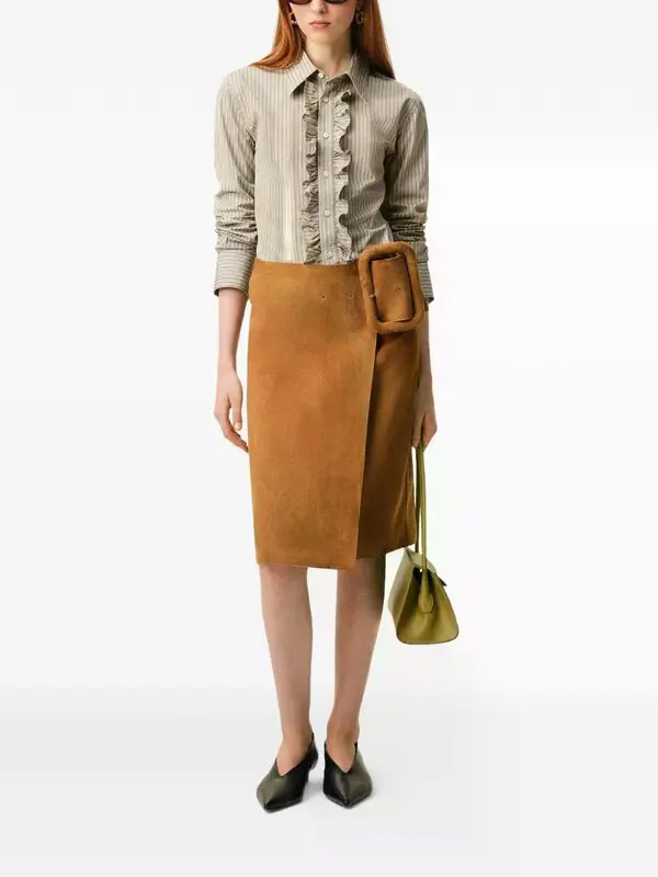 AMI Paris Cotton Long Sleeve Ruffled Shirt
