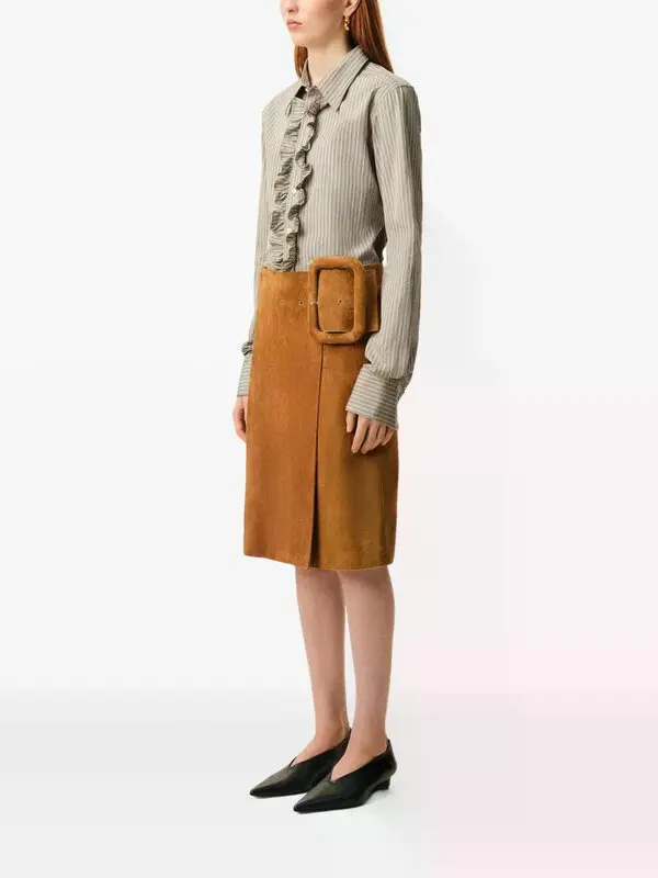 AMI Paris Cotton Long Sleeve Ruffled Shirt
