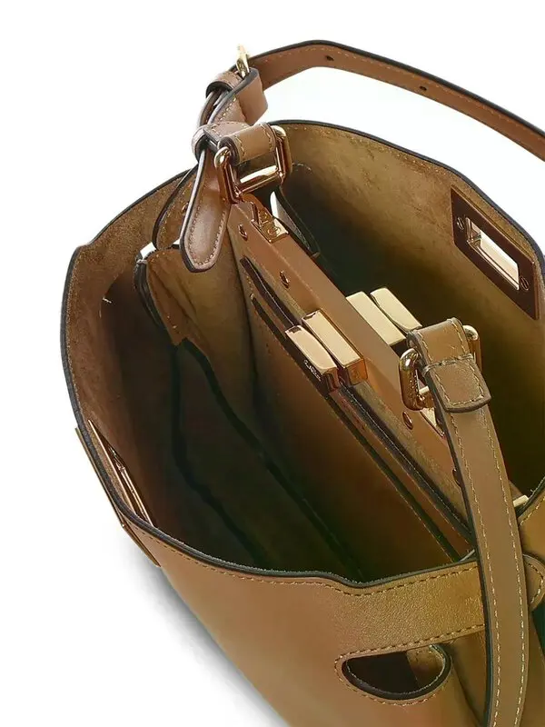 Fendi Small Peekaboo Shoulder Bag With Logo - Brown