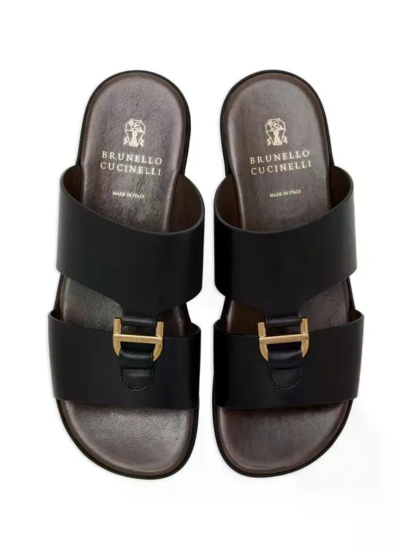Brunello Cucinelli Buckle-detail Leather Sandals - Black