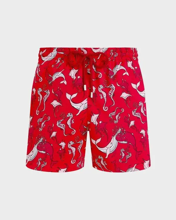 Vilebrequin Printed Stretch Swim Trunks - Red