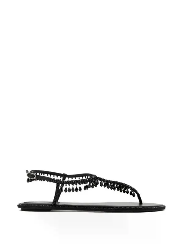 Rene Caovilla Teardrop-beads Embellished Sandals - Black