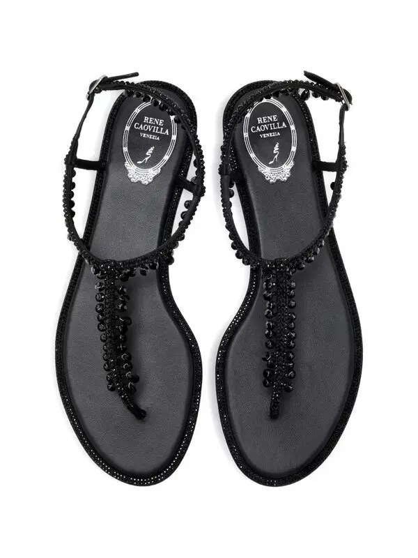 Rene Caovilla Teardrop-beads Embellished Sandals - Black