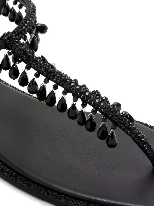 Rene Caovilla Teardrop-beads Embellished Sandals - Black
