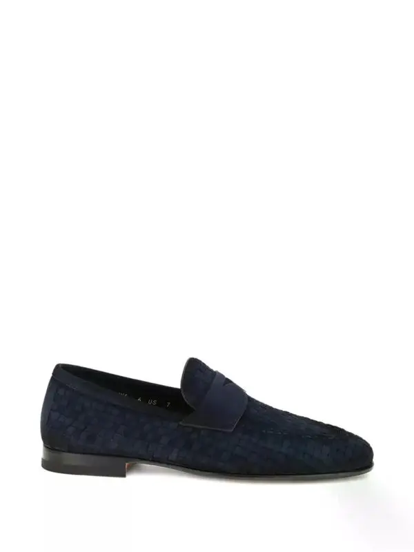 Santoni Woven Strap Loafers - Blue