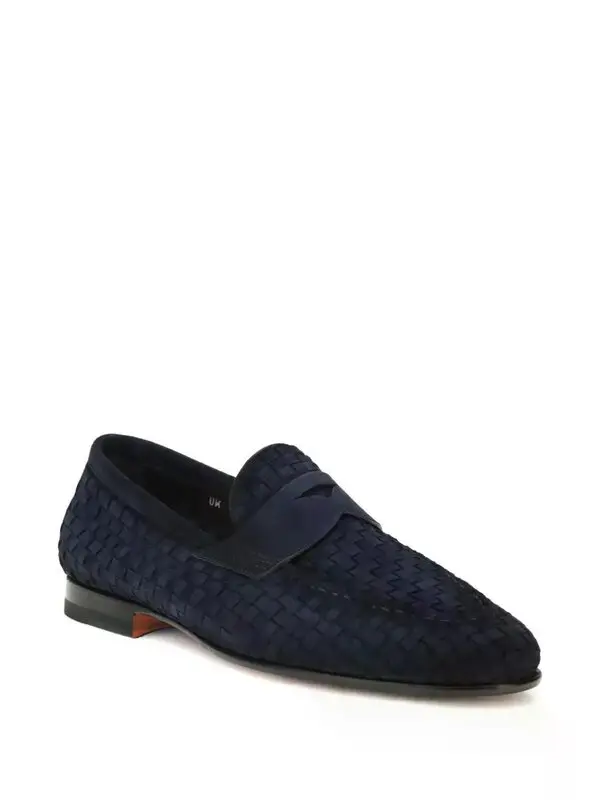 Santoni Woven Strap Loafers - Blue