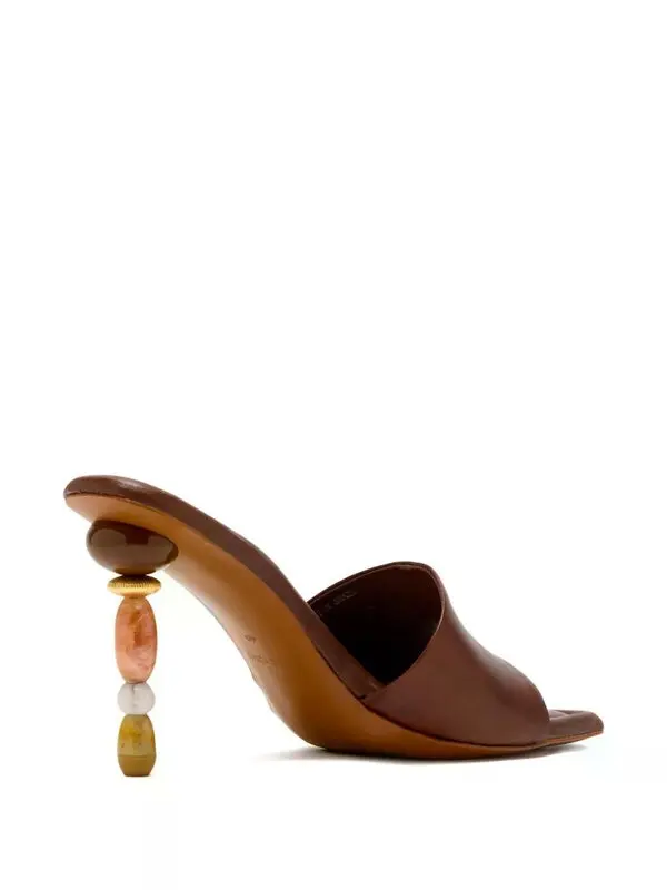Cult Gaia Beaded Heeled Sandals - Brown