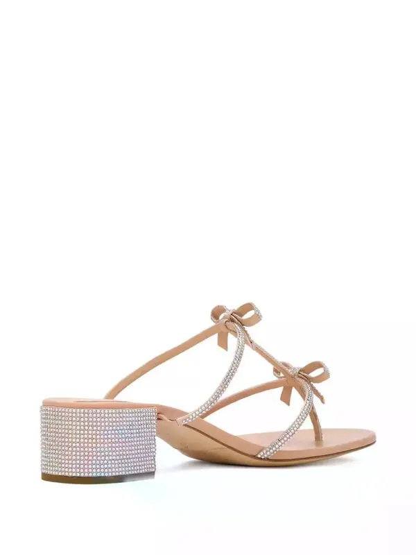 Rene Caovilla Caterina Crystal Bow Sandals - Neutrals