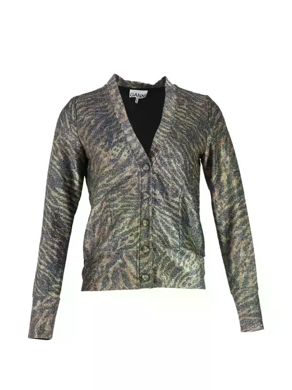 GANNI Animal-print Jersey Cardigan