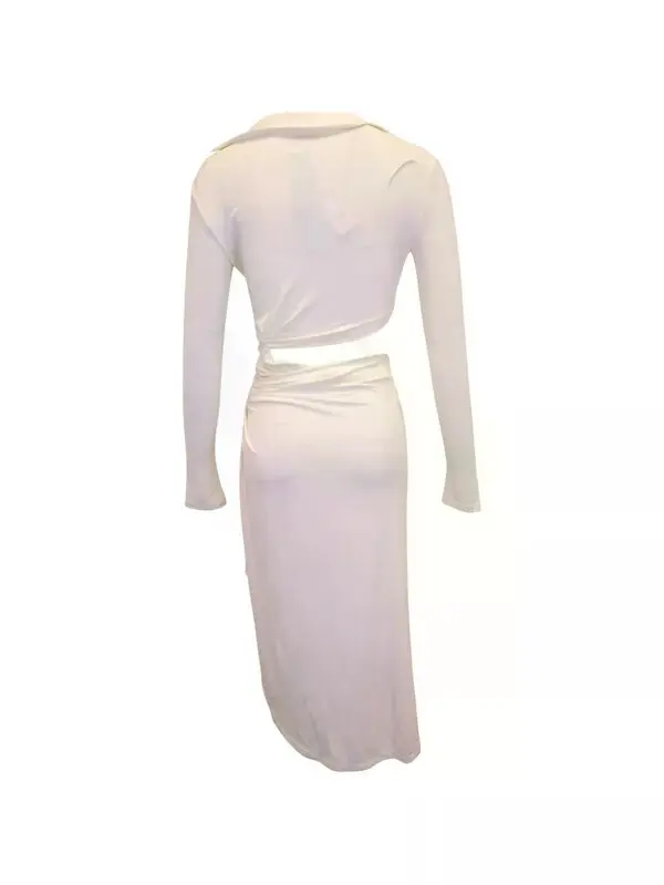 Off-White Asymmetric Cutout Ruched Dress - Neutrals