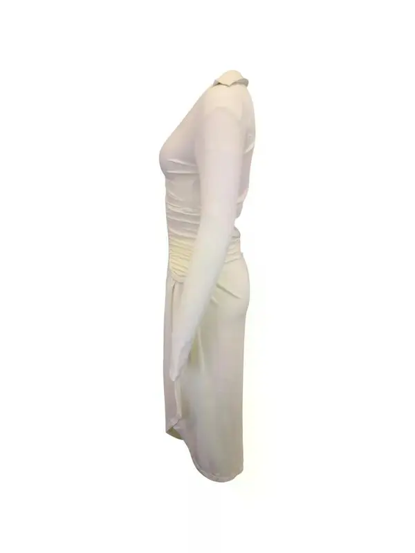 Off-White Asymmetric Cutout Ruched Dress - Neutrals