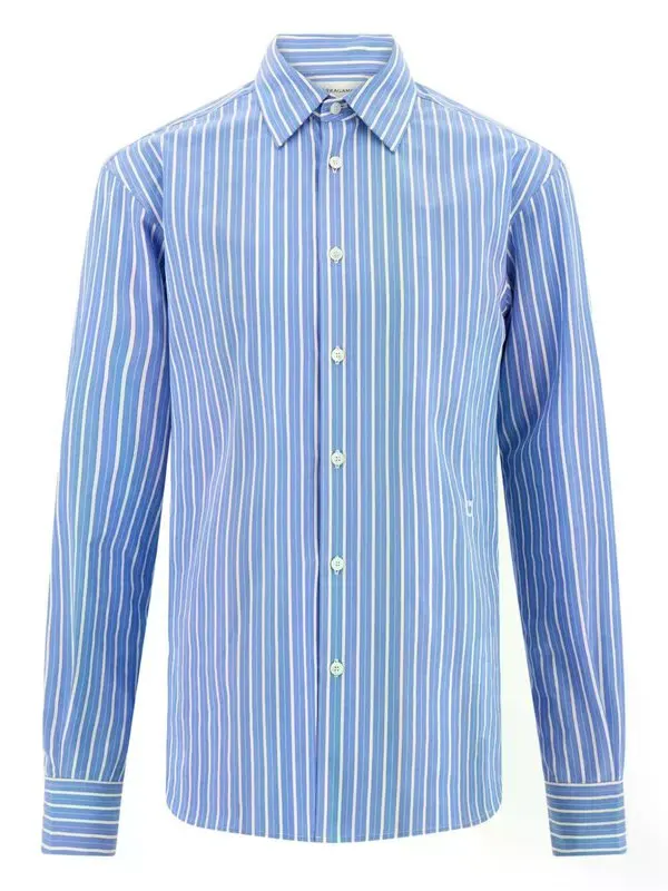 FERRAGAMO Striped Button Poplin Shirt
