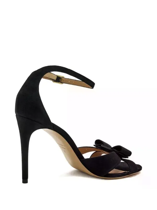 FERRAGAMO Bow Strap Stiletto Heel Sandals - Black