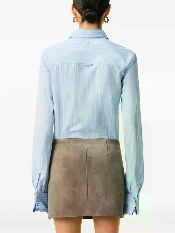AMI Paris Cotton Long Sleeve Ruffled Shirt - Blue