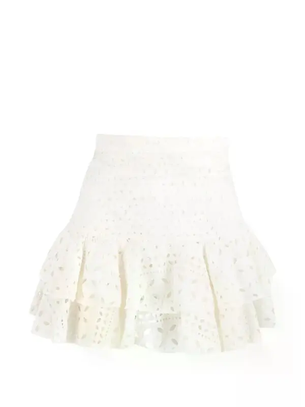 Charo Ruiz Ibiza Eyelet Tiered Mini Skirt - White
