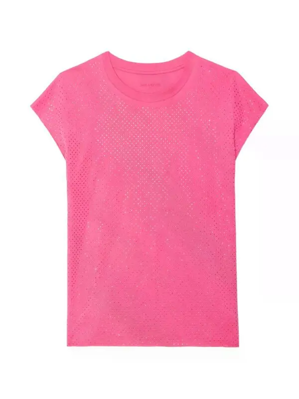 Zadig&Voltaire Cloe Rhinestone Round-neck T-shirt - Pink