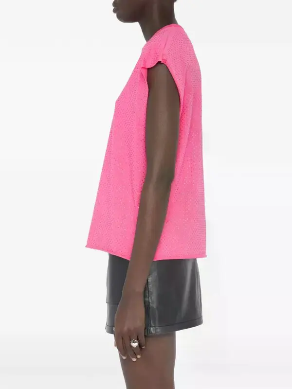 Zadig&Voltaire Cloe Rhinestone Round-neck T-shirt - Pink