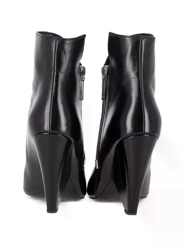 Saint Laurent Pyramid-heeled Leather Ankle Boots