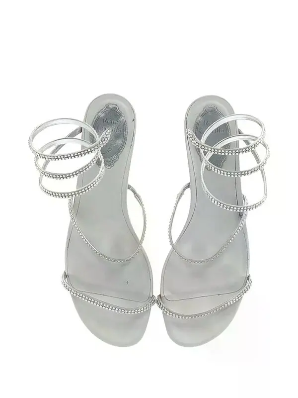 Rene Caovilla Cleo Spiral Leather Sandals - Silver