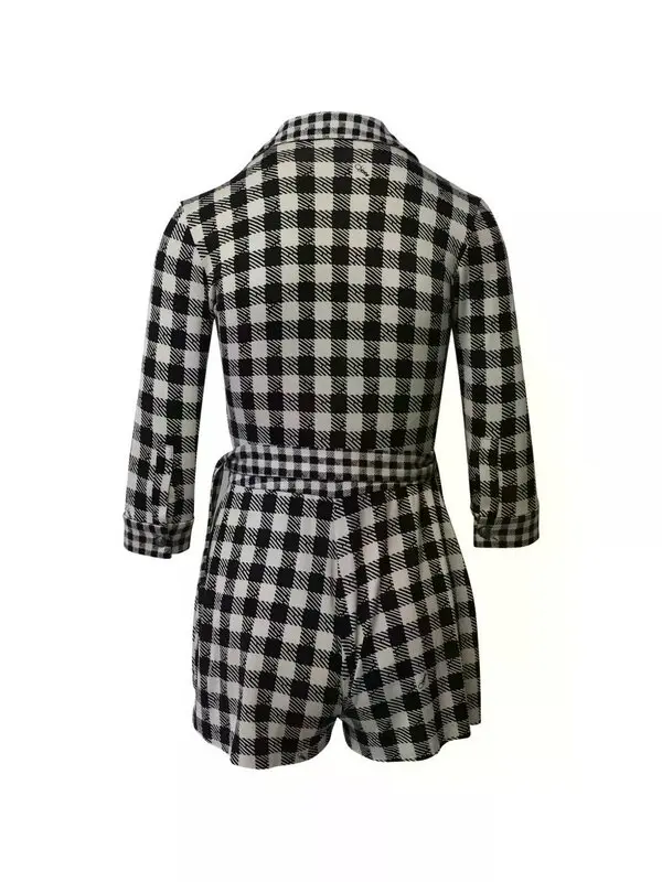 Diane Von Furstenberg Checked Playsuit - Black