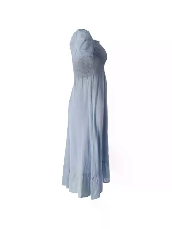REFORMATION Square-neck Puff-sleeve Midi Dress - Blue | Editorialist