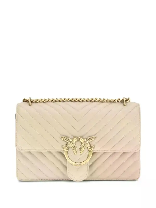 Pinko Medium Shoulder Bag Love Bag One Chevron Quilted Nappa Leather - Neutrals
