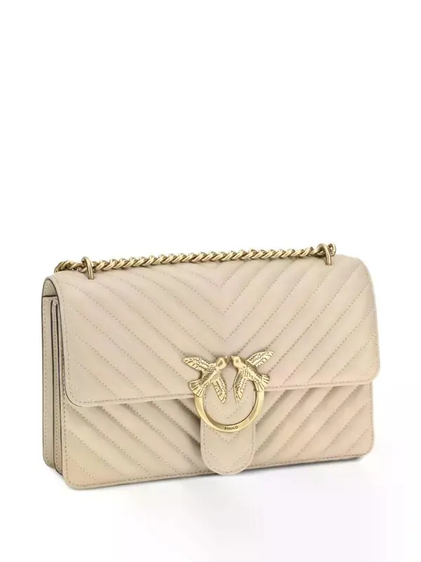 Pinko Medium Shoulder Bag Love Bag One Chevron Quilted Nappa Leather - Neutrals