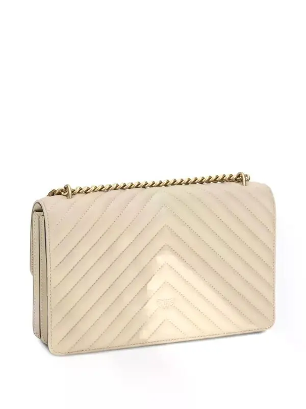 Pinko Medium Shoulder Bag Love Bag One Chevron Quilted Nappa Leather - Neutrals