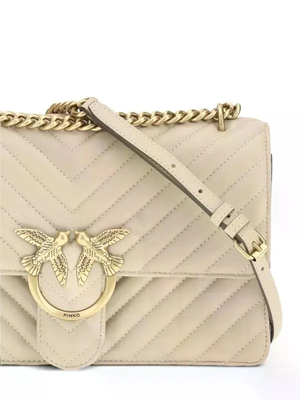 Pinko Medium Shoulder Bag Love Bag One Chevron Quilted Nappa Leather - Neutrals