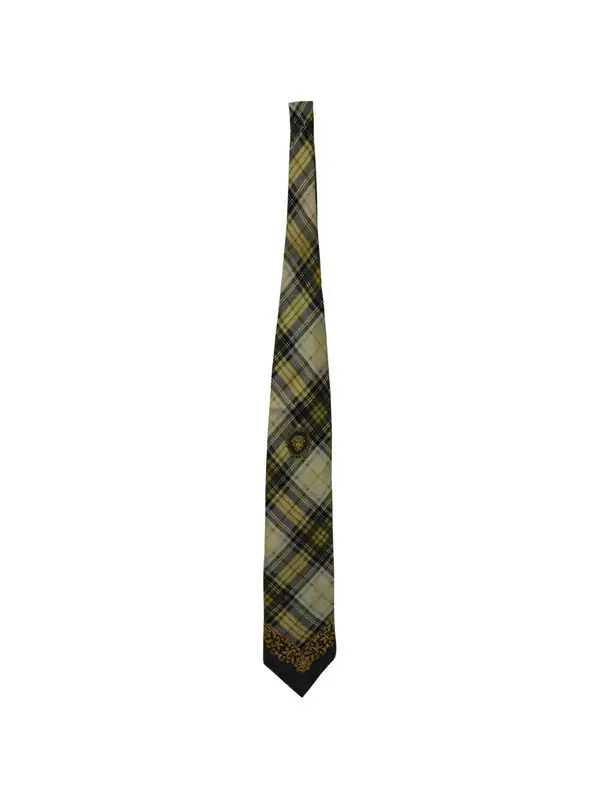 Versace Checkered Printed Neck Tie - Yellow
