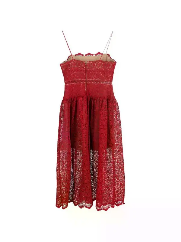 Self-portrait All-over-lace Sleeveless Midi Dress - Red