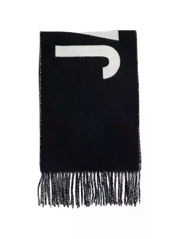 Jacquemus Logo Fringed Scarf - Black
