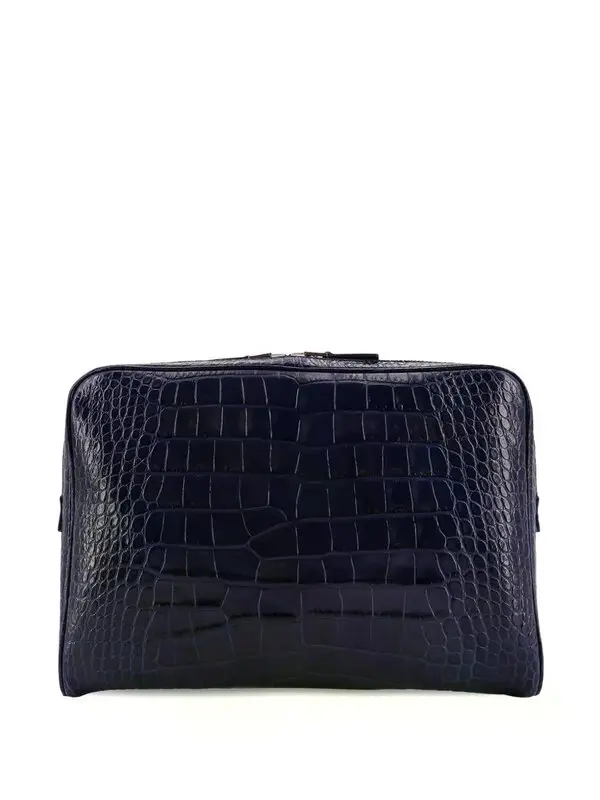 TOM FORD Embossed-leather Zip Laptop Bag - Blue