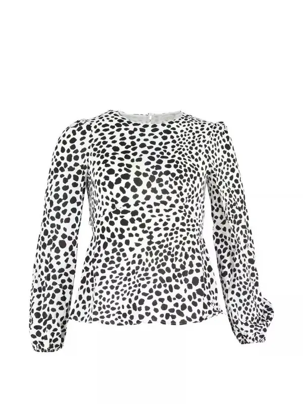 Rixo Animal-print Long-sleeve Blouse