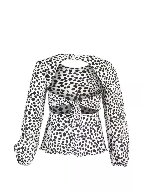 Rixo Animal-print Long-sleeve Blouse