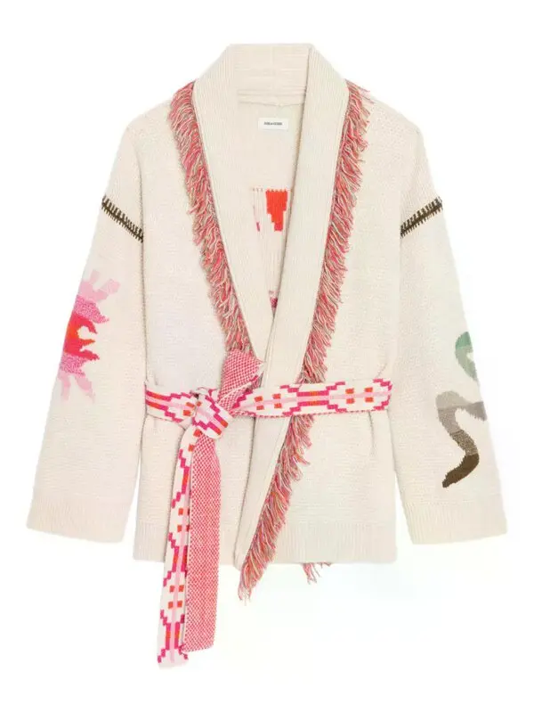 Zadig&Voltaire Fringed Belted Cardigan - Neutrals