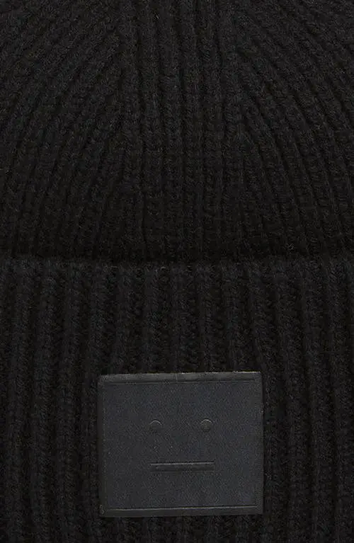 Acne Studios Pana Face Patch Ribbed Beanie - Black