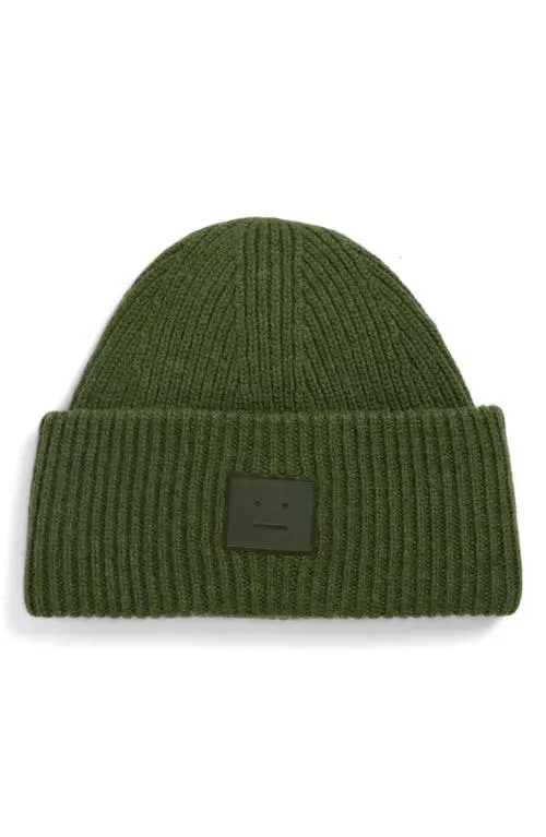 Acne Studios Pana Face Patch Ribbed Beanie - Bottle Green