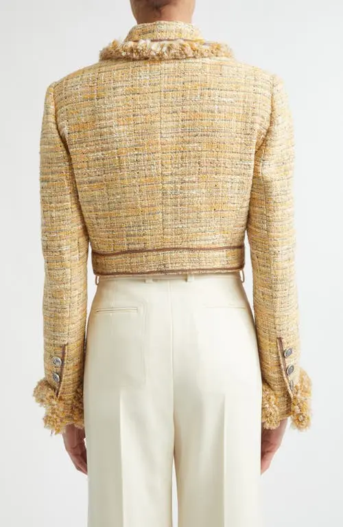 Etro Cropped Tweed Jacket - Multicolor On Beige Base