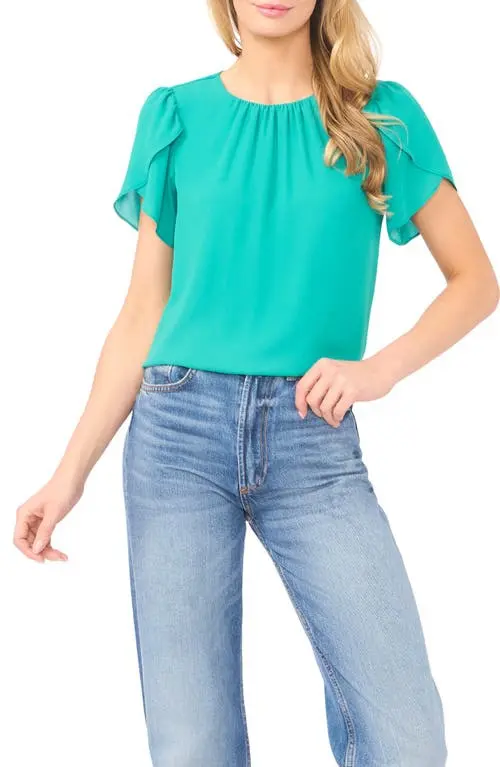 CECE DUPRAZ Shirred Tulip Sleeve Top - Everglade