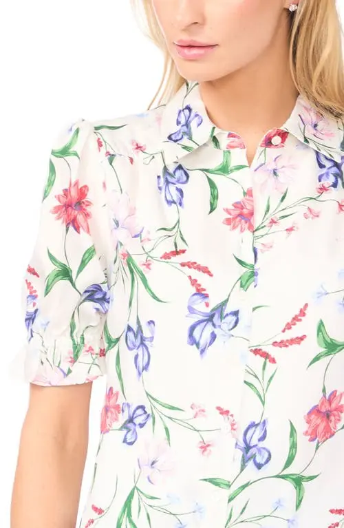 CECE DUPRAZ Floral Print Ruffle Sleeve Shirt
