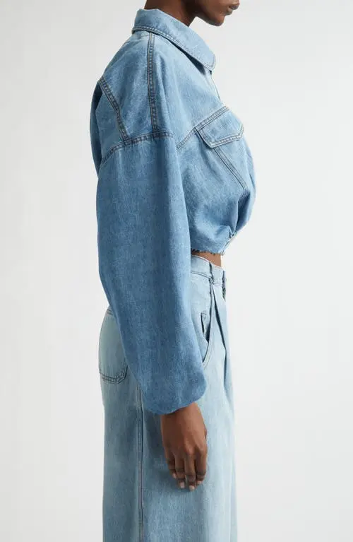 RENAISSANCE RENAISSANCE Baby Bubble Hem Denim Bomber Jacket