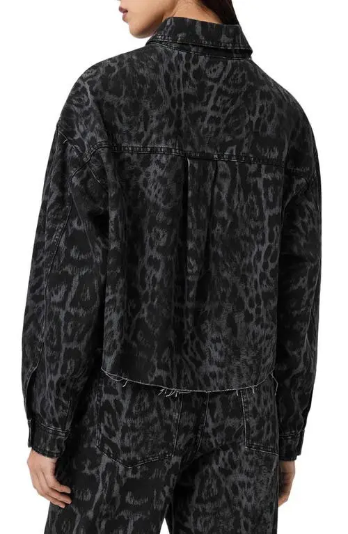 ALLSAINTS Leopard Denim Trucker Jacket