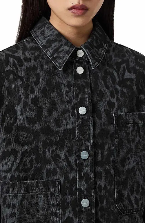 ALLSAINTS Leopard Denim Trucker Jacket