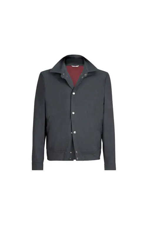 Brunello Cucinelli Virgin Wool Fresco Outerwear Jacket - Dark Grey